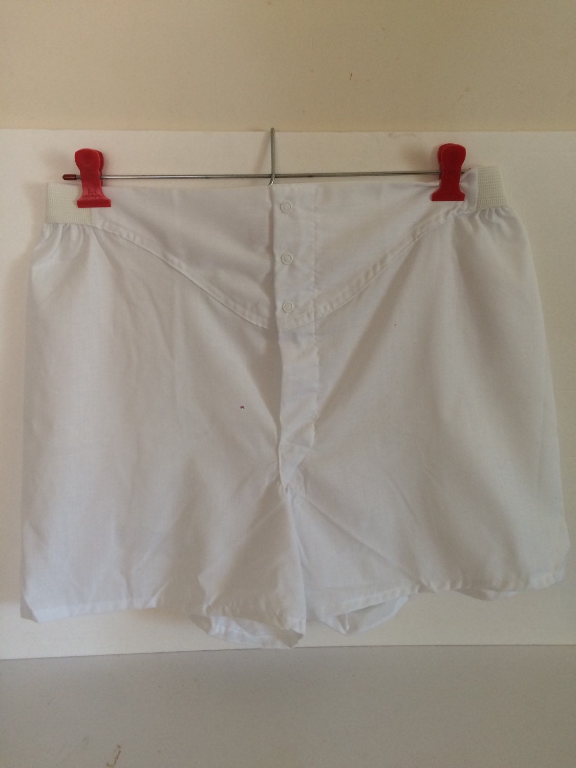 1960's Men's Boxer Shorts Snap Front Sears White