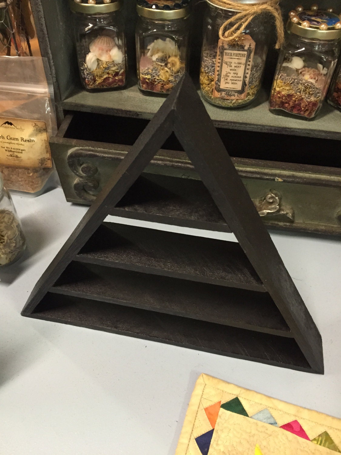 Magical Pyramid Shelf Triangle Shelf Four Shelves by SEASHELLCRAFT