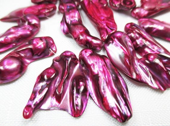 Fuchsia Freshwater Blister Pearls Baroque Pearls Freeform