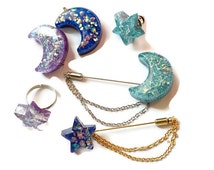 Unique moon brooch related items | Etsy