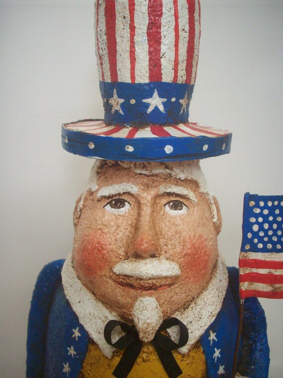 Uncle Sam Paper Mache Folk Art Primitive Americana