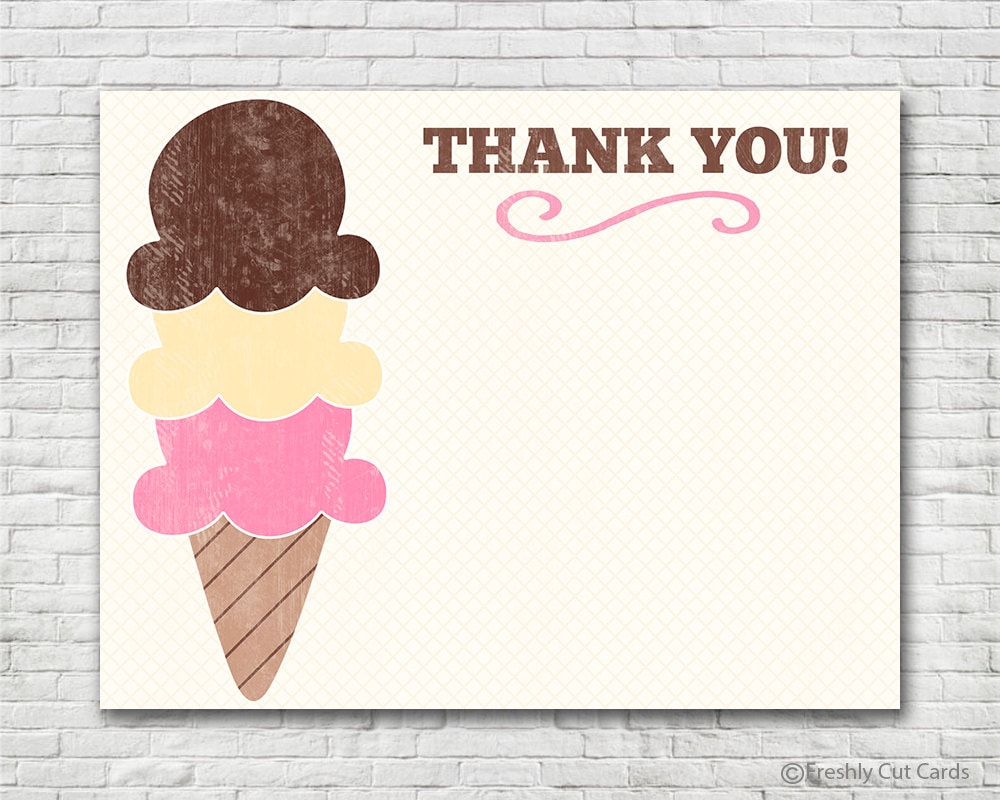 Ice Cream Thank You Card Instant Download
