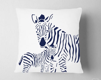 Blue zebra pillow | Etsy