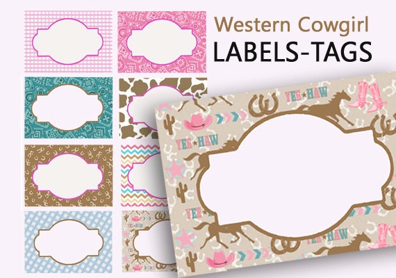 Cowgirl Labels Printable Name Tags Western Party