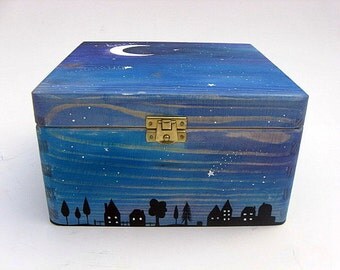 Large hand-painted Mother's Day keepsake box Wooden