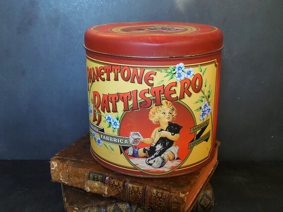 Items similar to Rare Vintage Large Panettone Battistero Metal Tin on Etsy