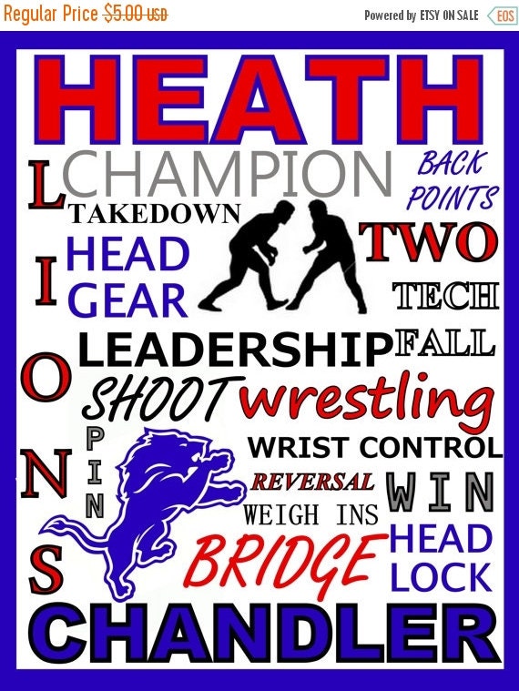 Wrestling Print - custom wrestling poster - wrestling team gift ...