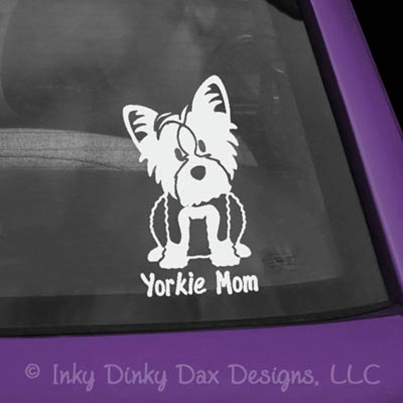 Yorkie Mom Cartoon Vinyl Decal