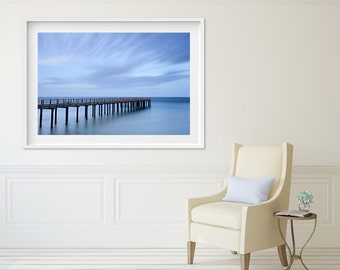 Large Framed Art Nautical Stripes Decor Coastal Beach by klgphoto