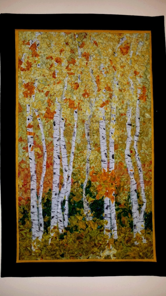 Wall Hanging Confetti Quilt Birch Trees Fall Quilt Art