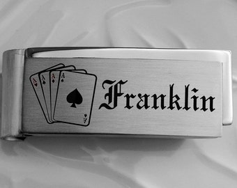 Personalized Ace of Spades Money Clip & Credit Card Holder