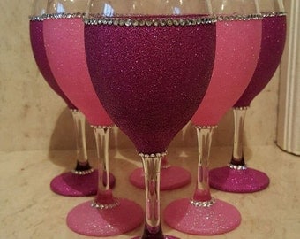 Rhinestone wine | Etsy