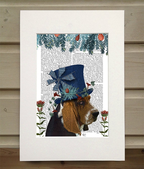 Basset Hound Print Milliners Dog Print Basset hound art