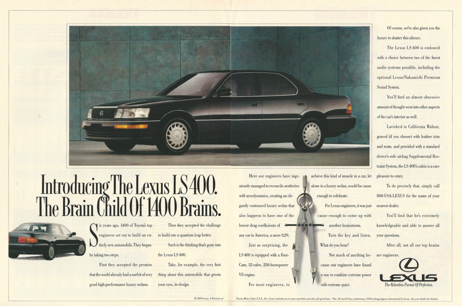 LEXUS LS 400 Automobile Original 1990 Vintage Color Print Advertisement ...
