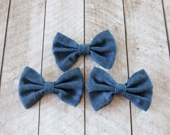 Denim hair bow | Etsy