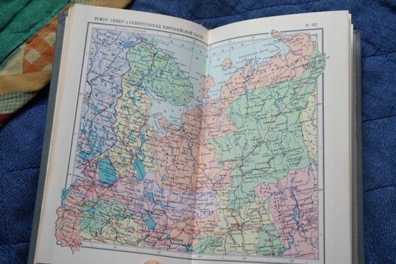 Vintage Soviet Atlas Book map book cartography USSR map book