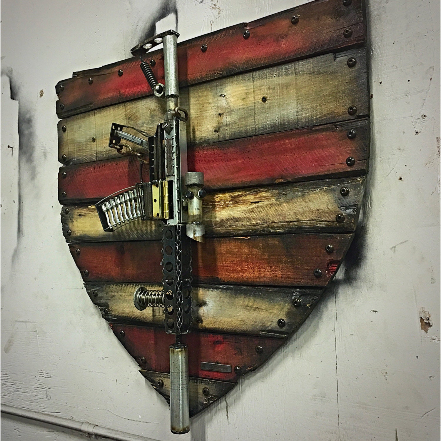 scrap metal ASSAULT RIFLE sculpture ar15 m4