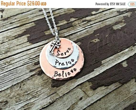 ON SALE Serve praise believe necklace by DesignsByTrenaLee on Etsy
