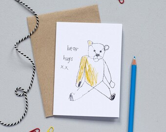 Teddy bear card | Etsy