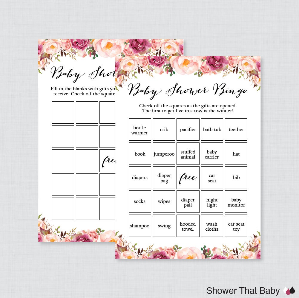 Pink Floral Baby Shower Games Package Seven by ShowerThatBaby