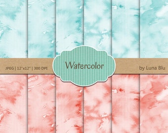 Watercolor Digital Paper: Watercolor Textures by Lunabludesign