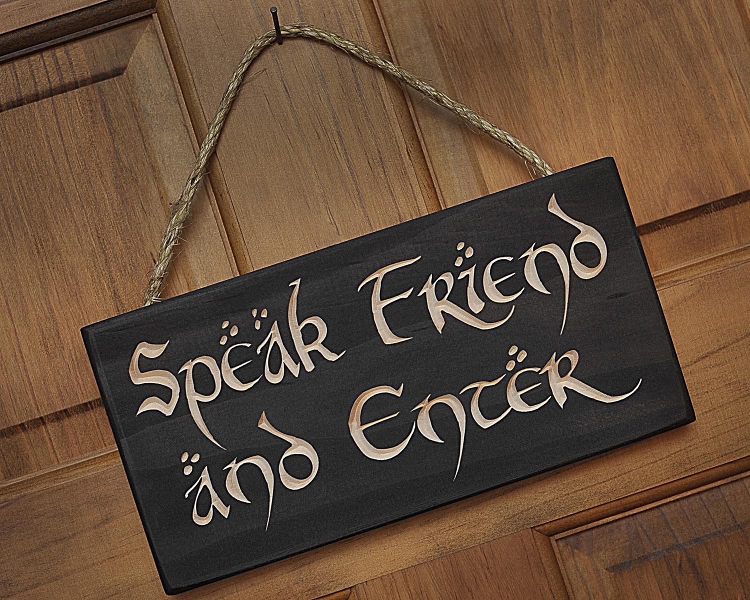Speak Friend and Enter. Engraved Solid Wood. Very nice Gift