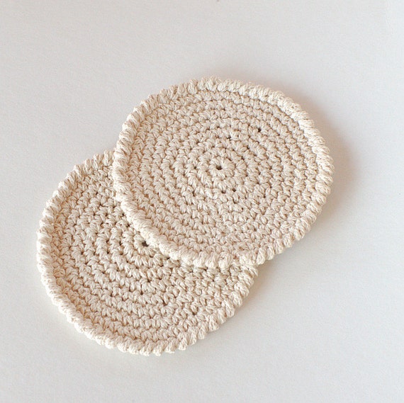 Set of hand crocheted cotton coasters Set of cream by KnittedLT