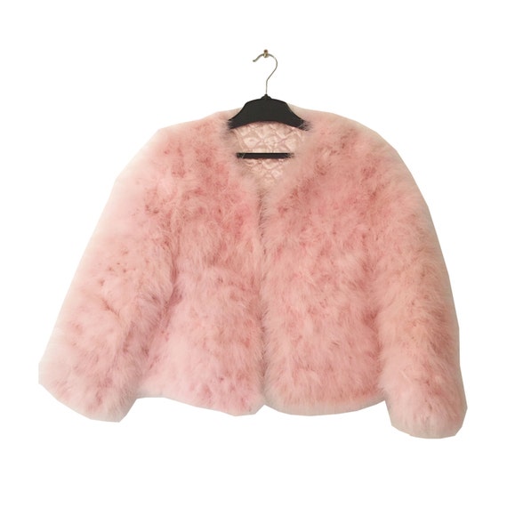 Baby Pink Fluffy Feather Jacket Marabou Winter by KARIZMAlondon