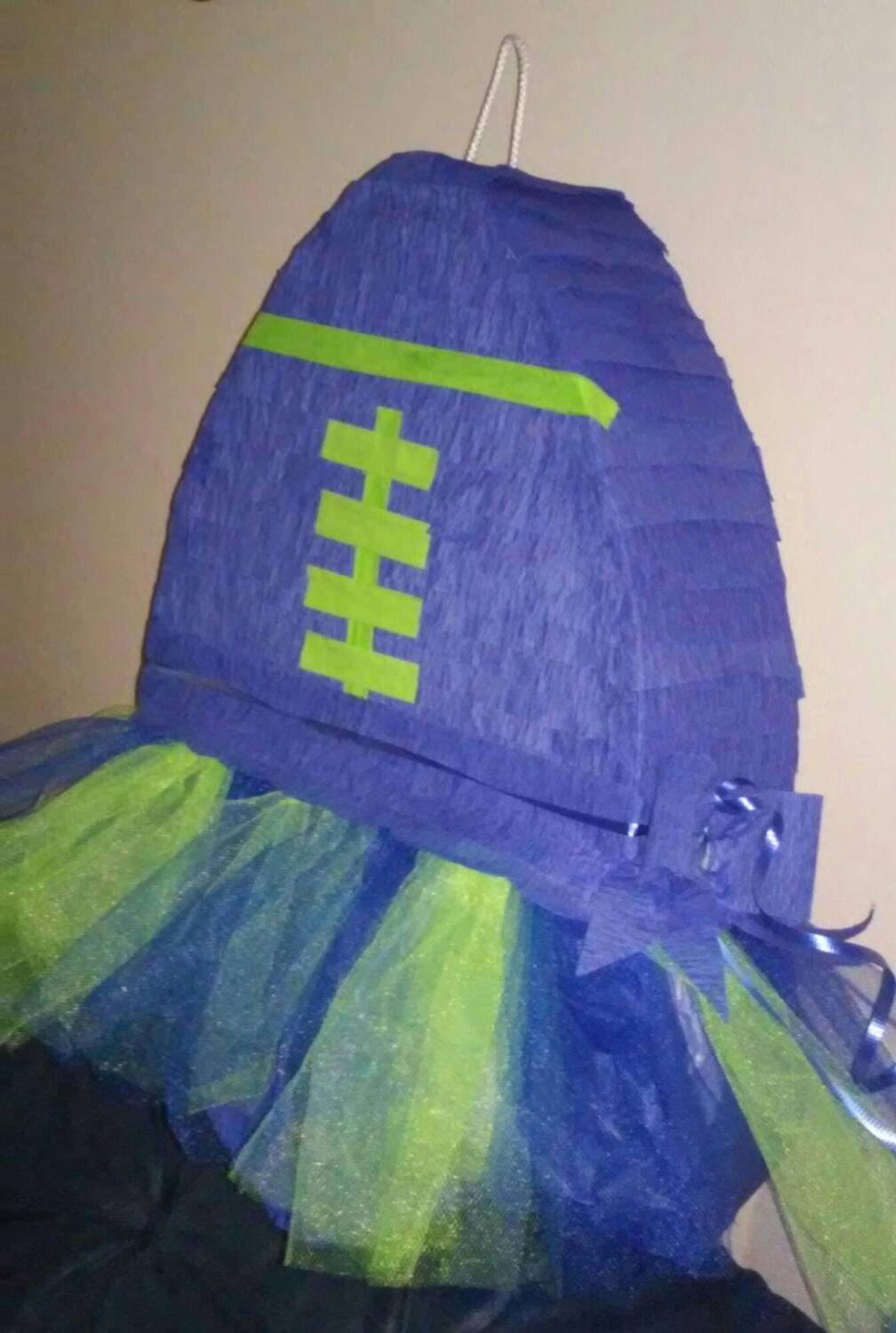Football pinata inspired by Seahawks colors for baby by PinatasUSA