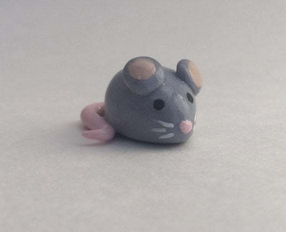 Miniature Polymer Clay Mouse Sculpture One of a Kind OOAK