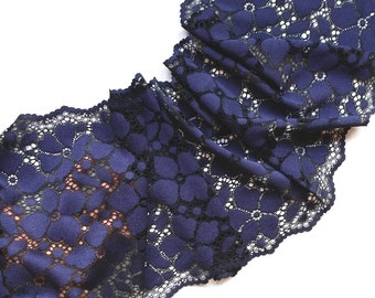 Navy blue lace trim | Etsy