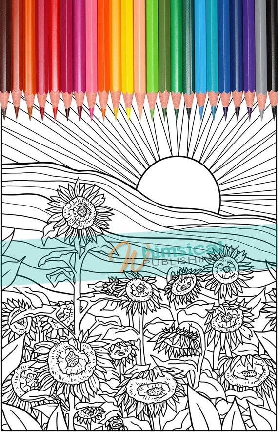 Sunflower Coloring Pages colouring for by WhimsicalPublishing