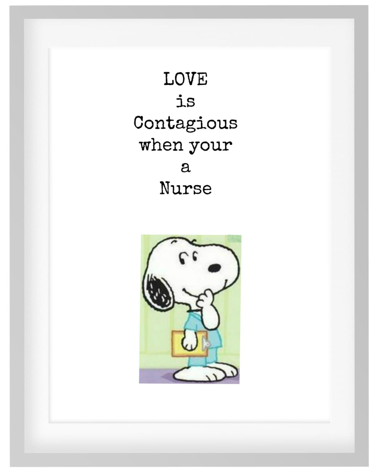 Snoopy Nurse Print DIY Printable Snoopy Nurse Decor Art Print