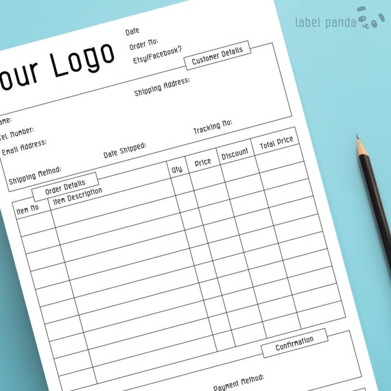 Printable Order Form Business Stationery Custom by TheLabelPanda