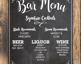 Chalkboard bar menu | Etsy