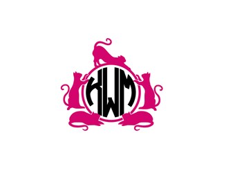 Cat monogram decal | Etsy