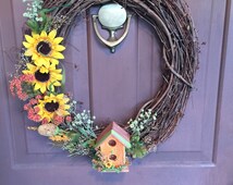 Unique birdhouse wreath related items | Etsy