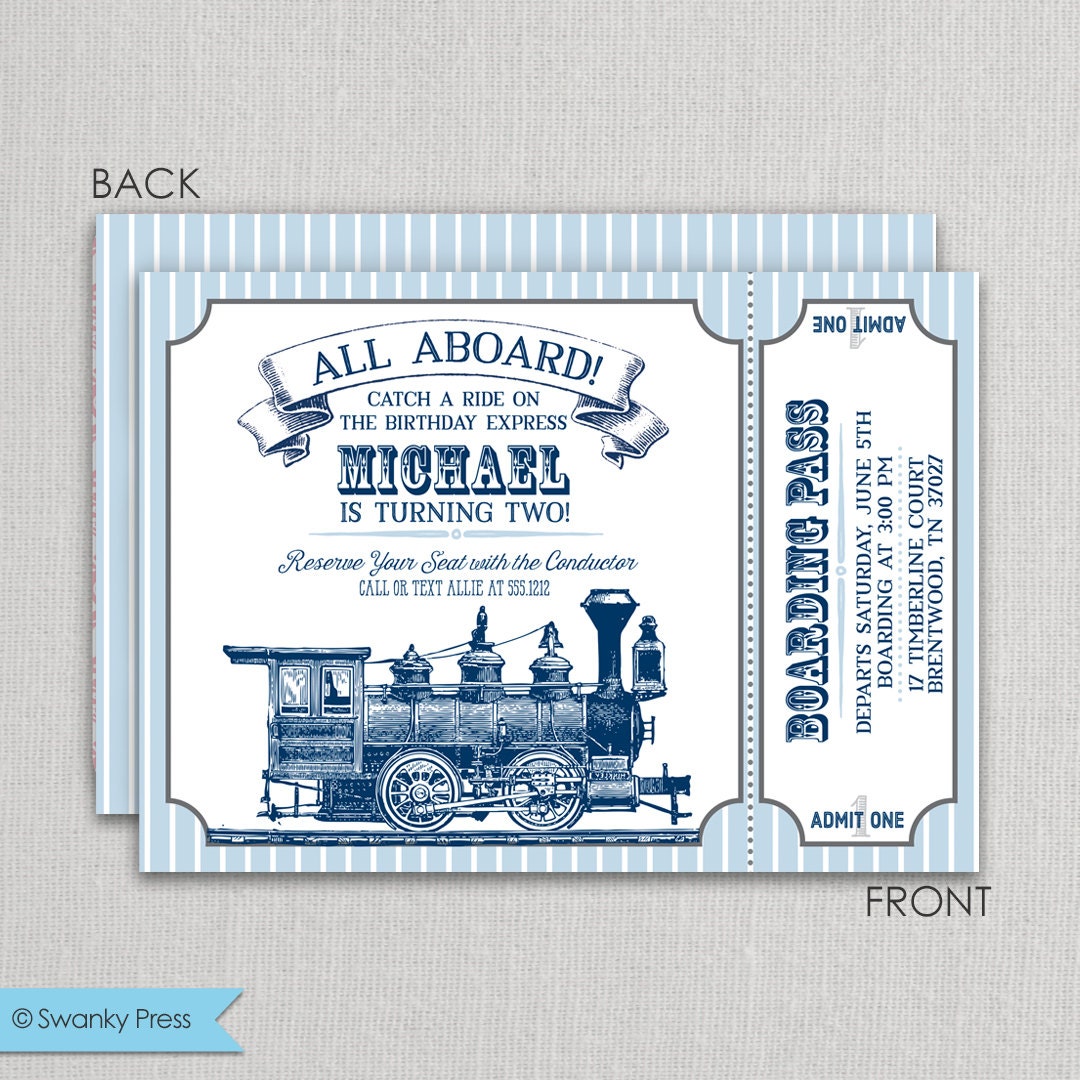 Train Invitation Train Birthday Invitation Vintage Train