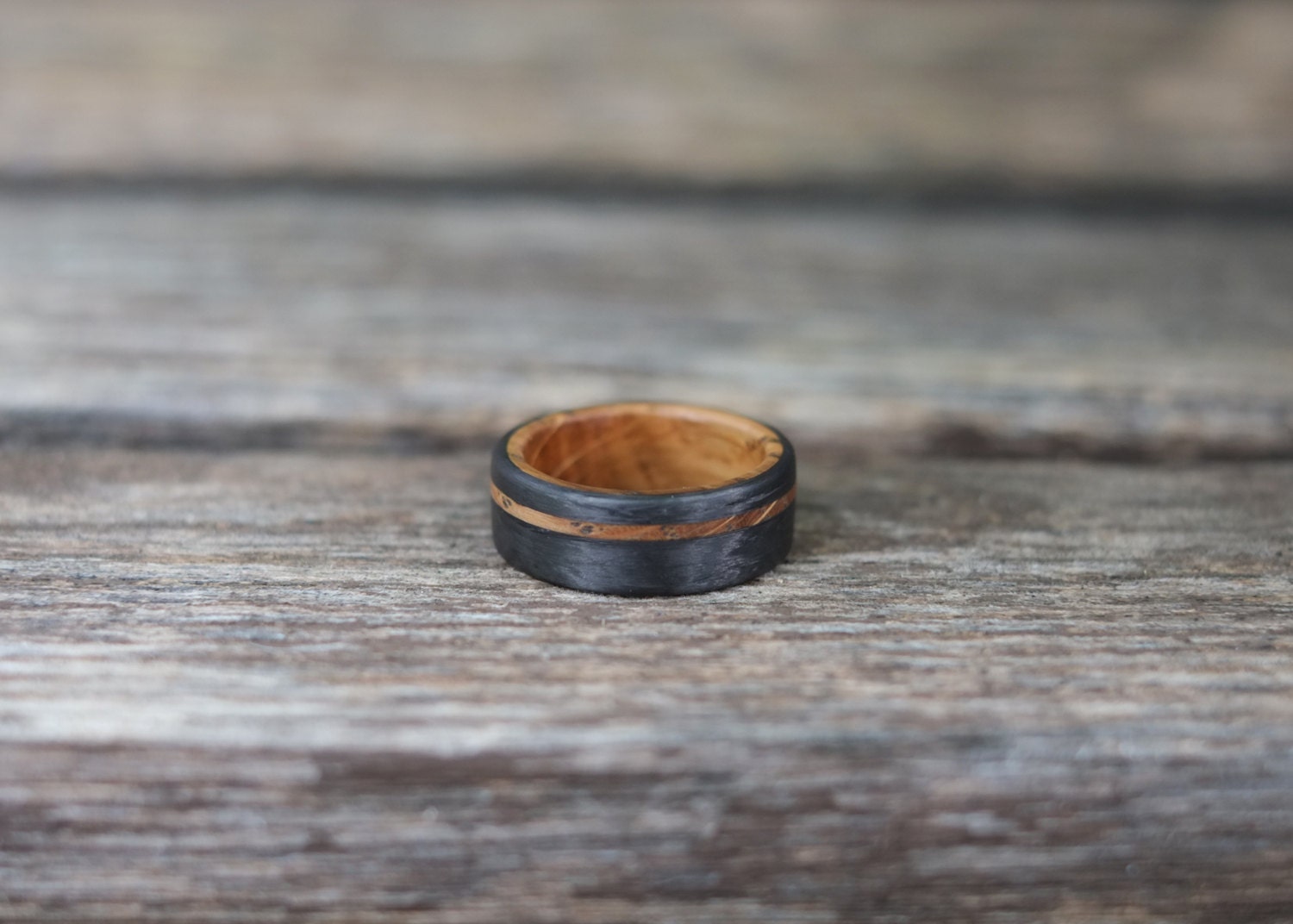 Whiskey Barrel Ring Oak and Carbon Fiber Ring