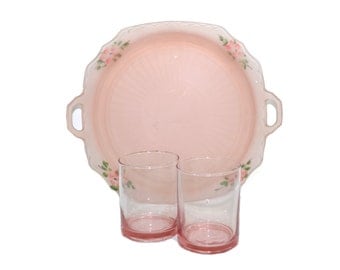 Pink glass tray | Etsy