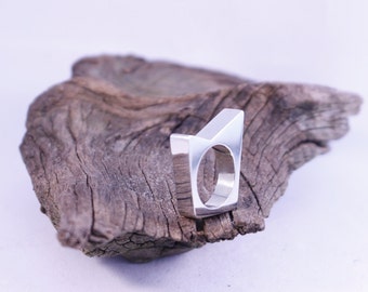 Modern silver ring | Etsy