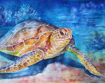 Sea turtle art | Etsy