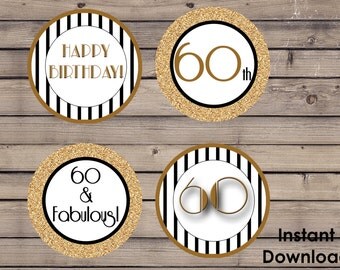 60th birthday labels | Etsy