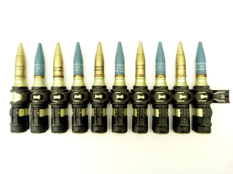 inert 20mm LINKED BELT 10 Rounds COLT Mk12 Gun naval ammo