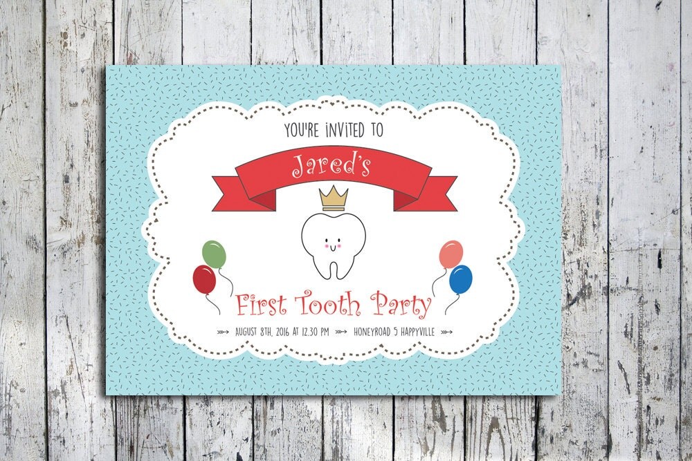 First Tooth invitation card digital file boy or girl