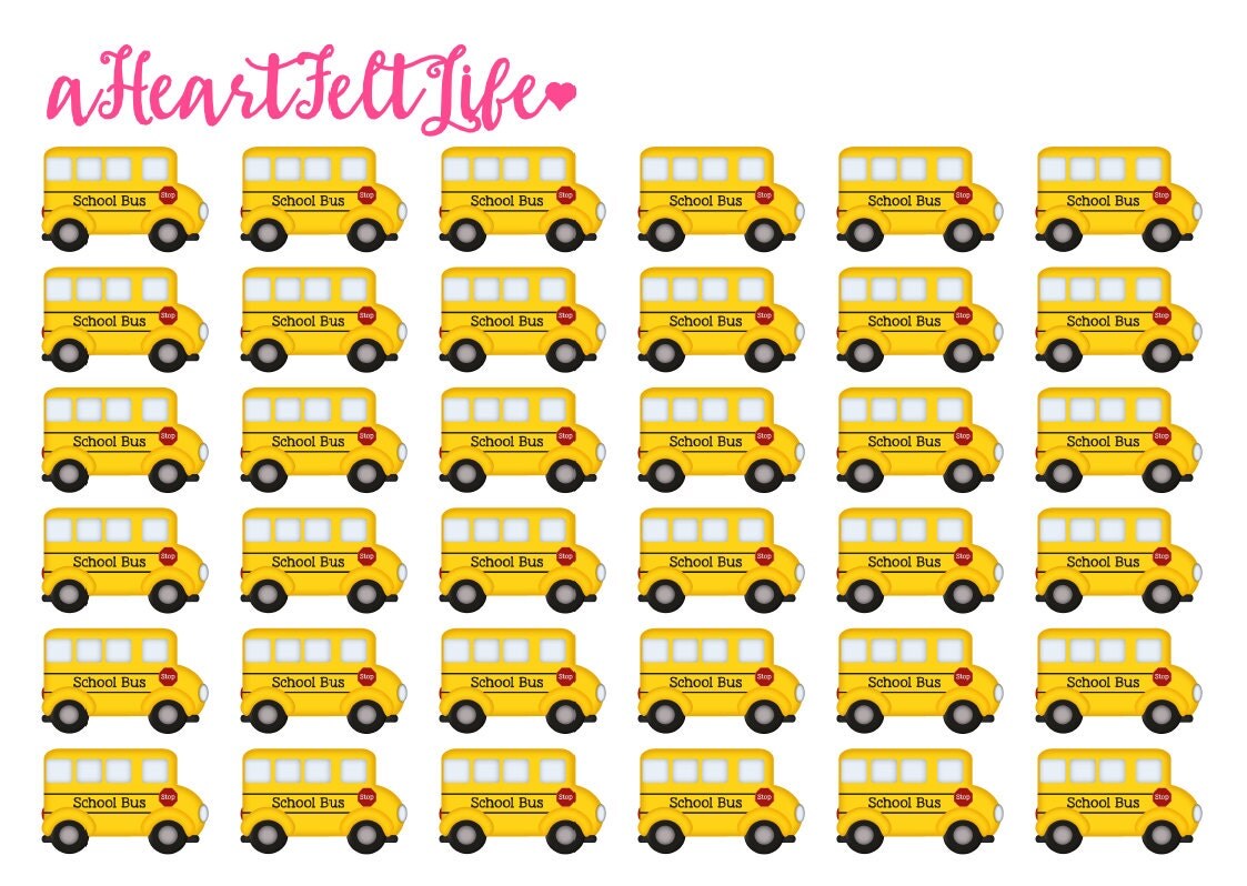 School Bus Stickers for your Planner scrapbook calendar
