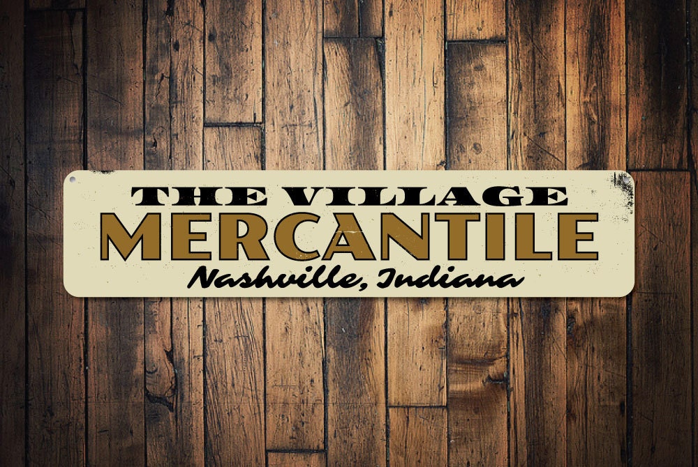 Village Mercantile Sign Personalized City State Company Sign