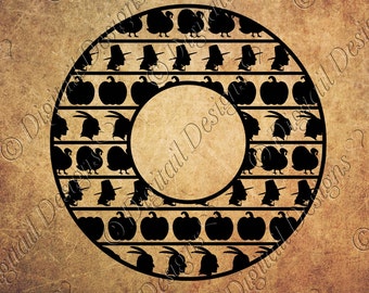 Aztec Turkey Monogram Frames SVG PNG DXF Eps by DigitailDesigns