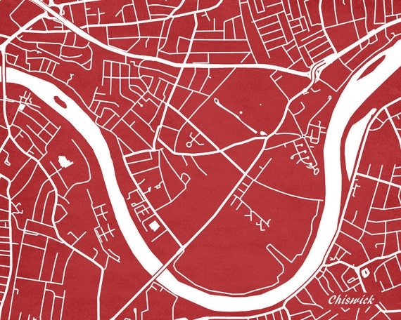Chiswick Street Map Print Map of Chiswick by ArtPrints4All on Etsy