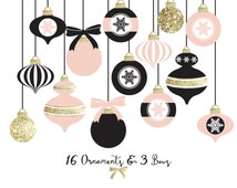 pink, black and gold ornament clip art